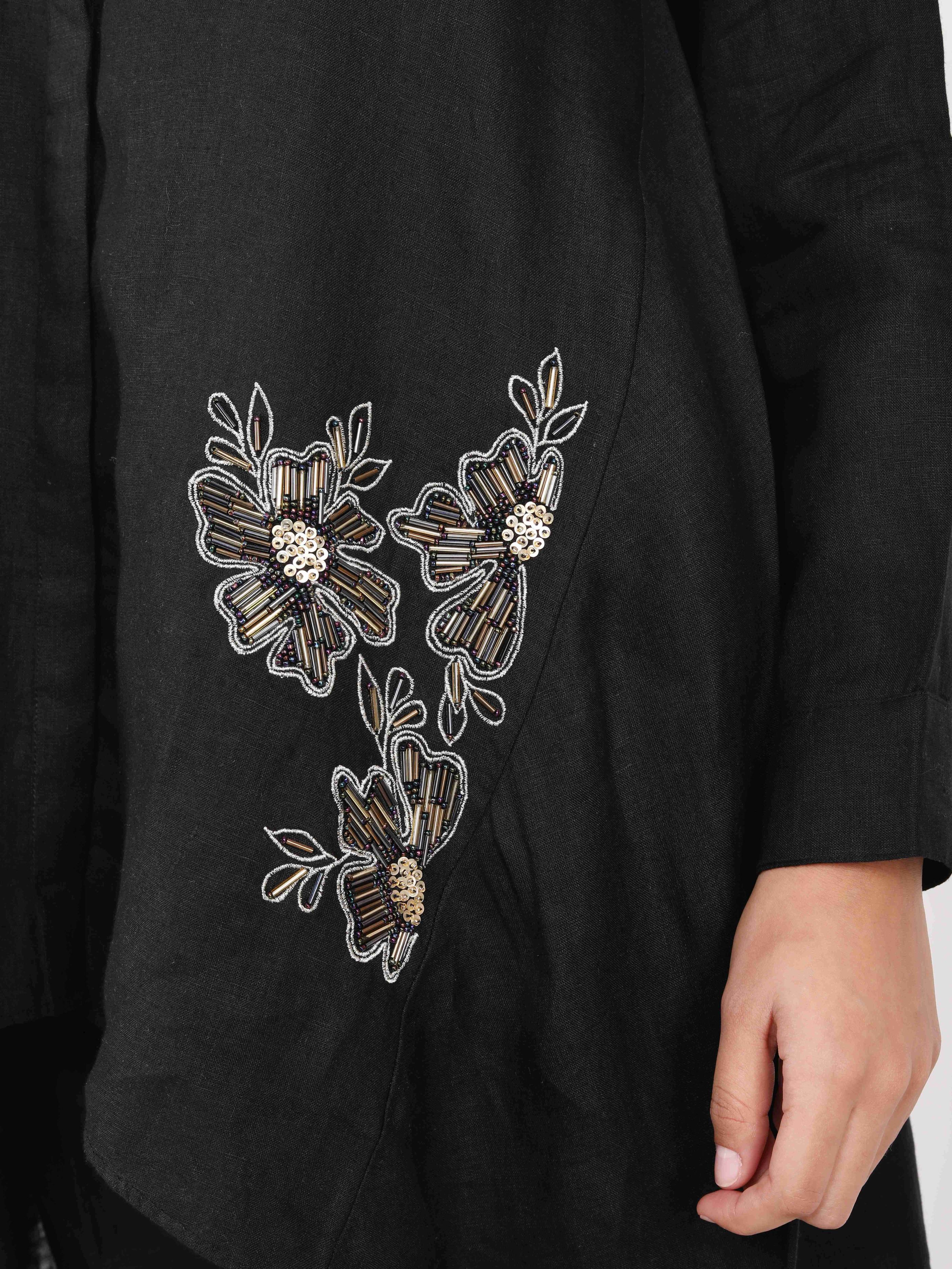 Black Nalki Embroidered High Low Tunic – Linen Bloom store